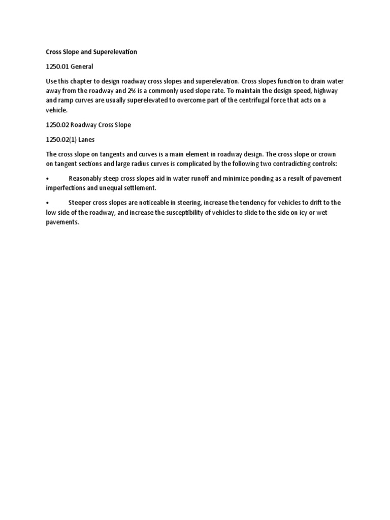 Cross Slope and Superelevation | PDF | Business | Home & Garden
