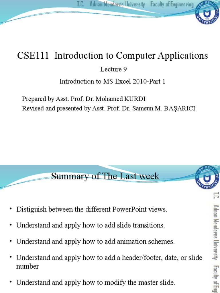 Cse111 Lecture09 1491556611 | PDF | Microsoft Excel | Spreadsheet