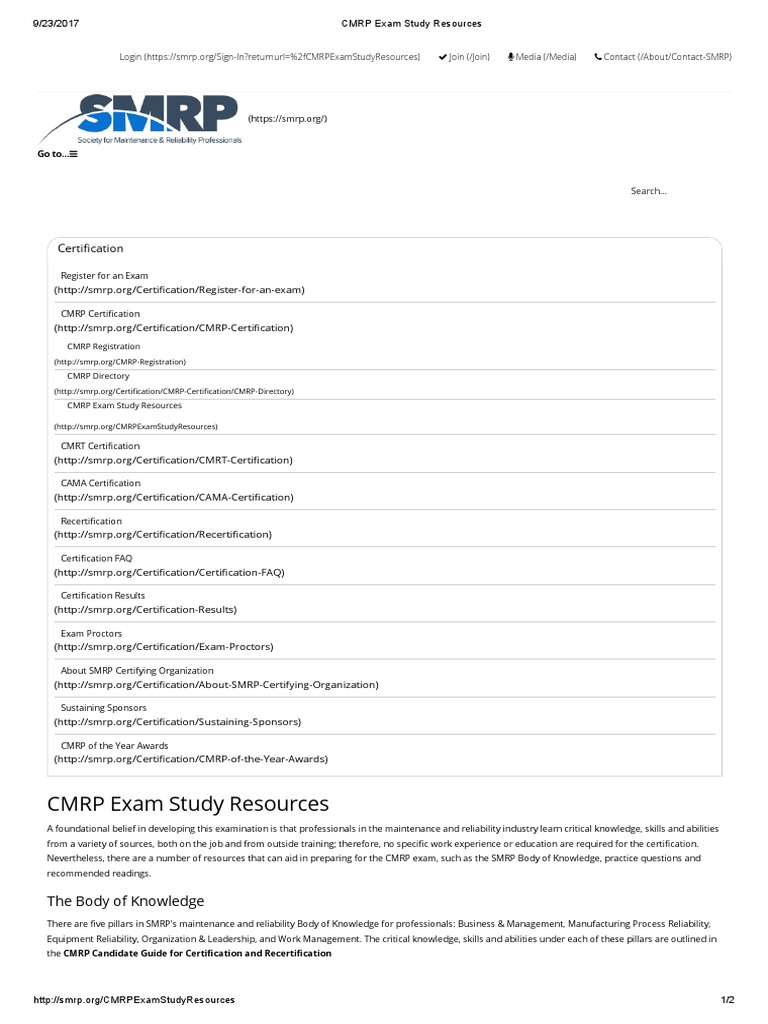 CMRP Exam Study Resources | PDF | Test (Assessment)