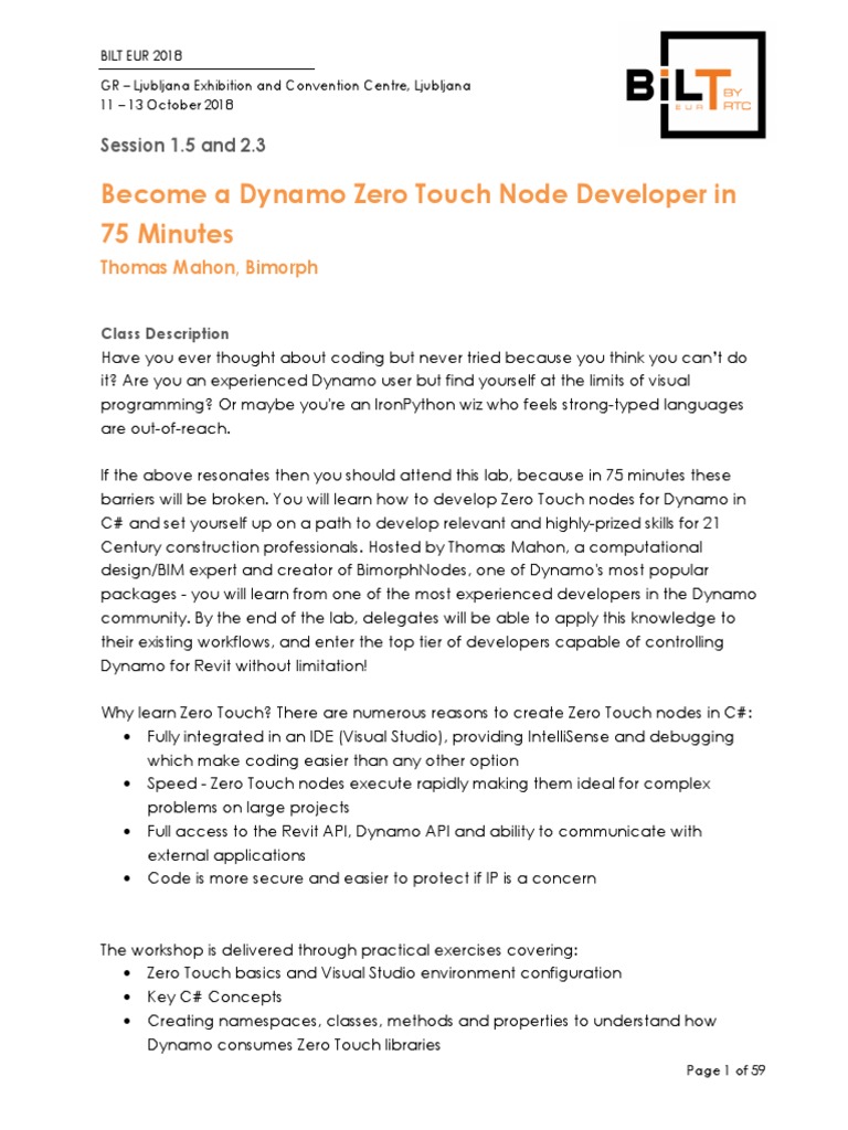 Become a Dynamo Zero Touch Developer | PDF | Class (Computer ...