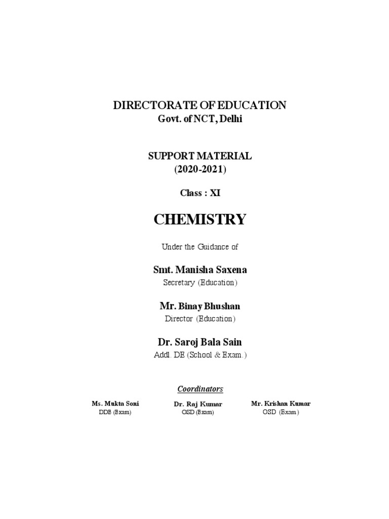 Class 11 Chemistry Support Material 2021 | PDF | Mole (Unit) | Molecules