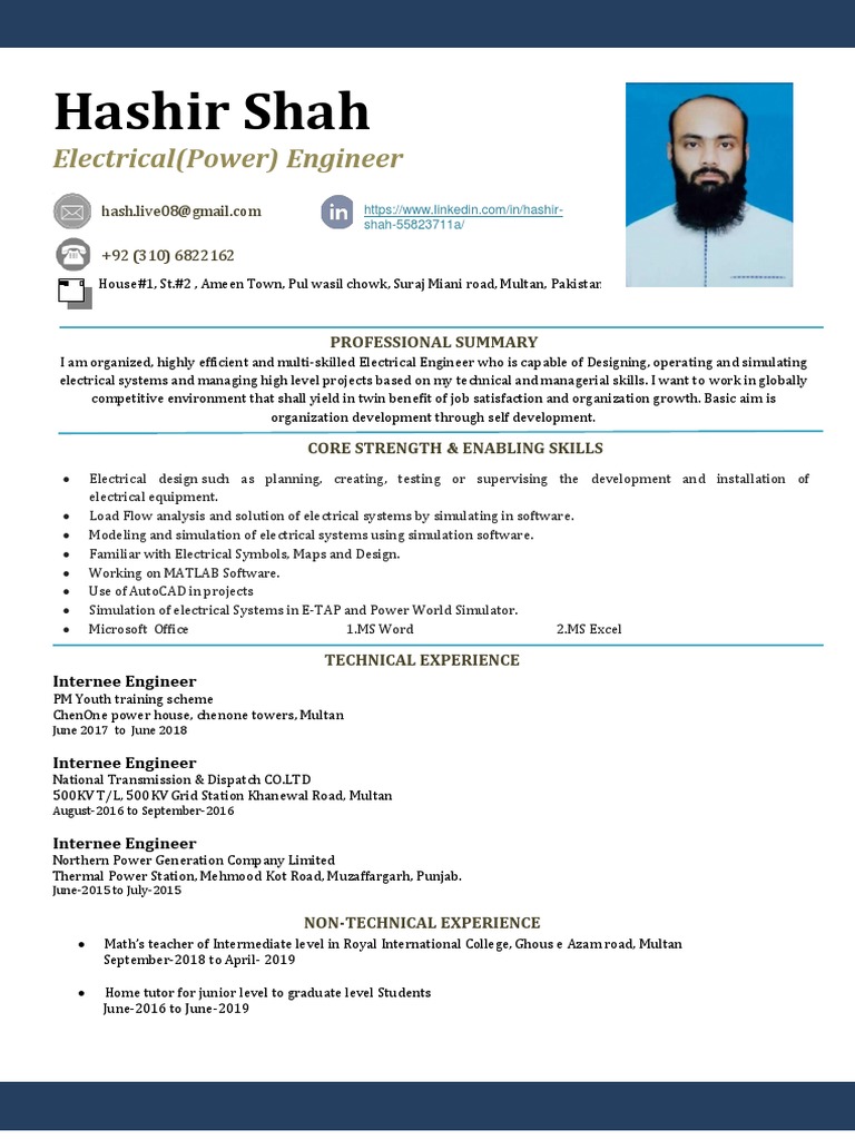 Hashir Shah: Electrical (Power) Engineer | PDF | Educational Technology | Electric Power ...