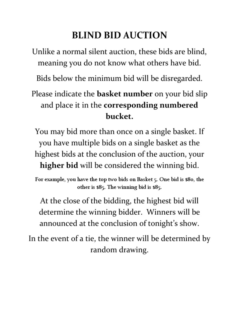 Blind Bid Auction Guidelines | PDF