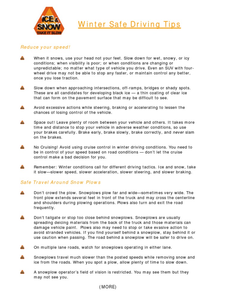 Winter Safe Driving Tips From TDOT | PDF | Road | Vehicles