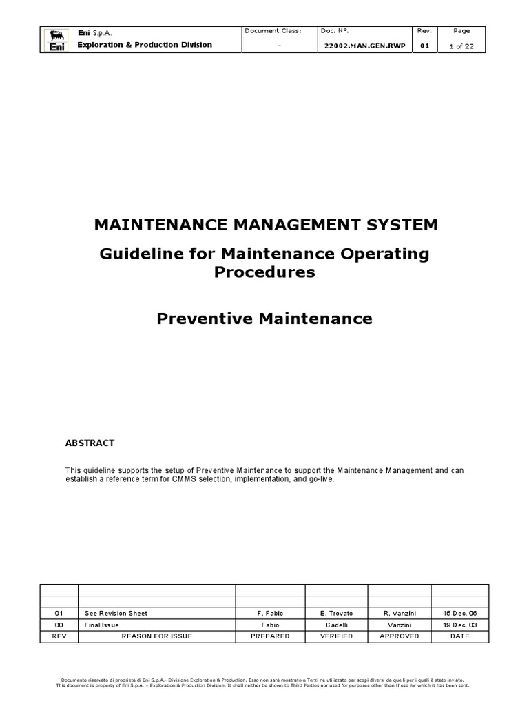 Maintenance Management System Guideline For Maintenance Operating ...