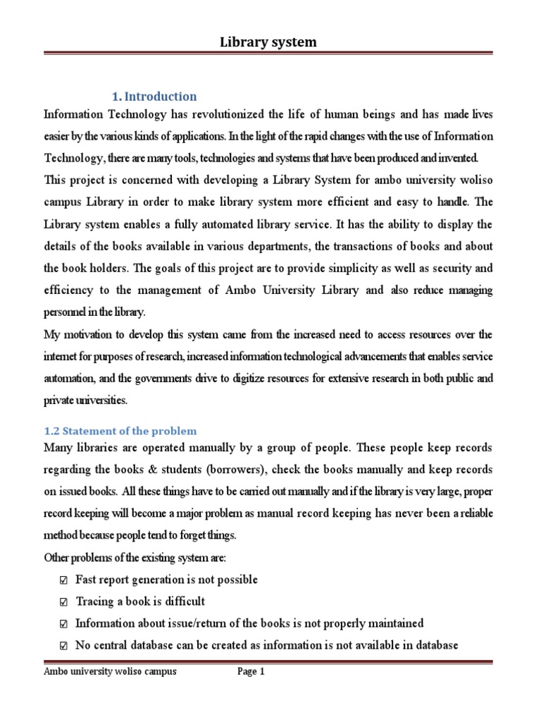 Project - Proposal - For - A - Library System. | PDF | Libraries ...