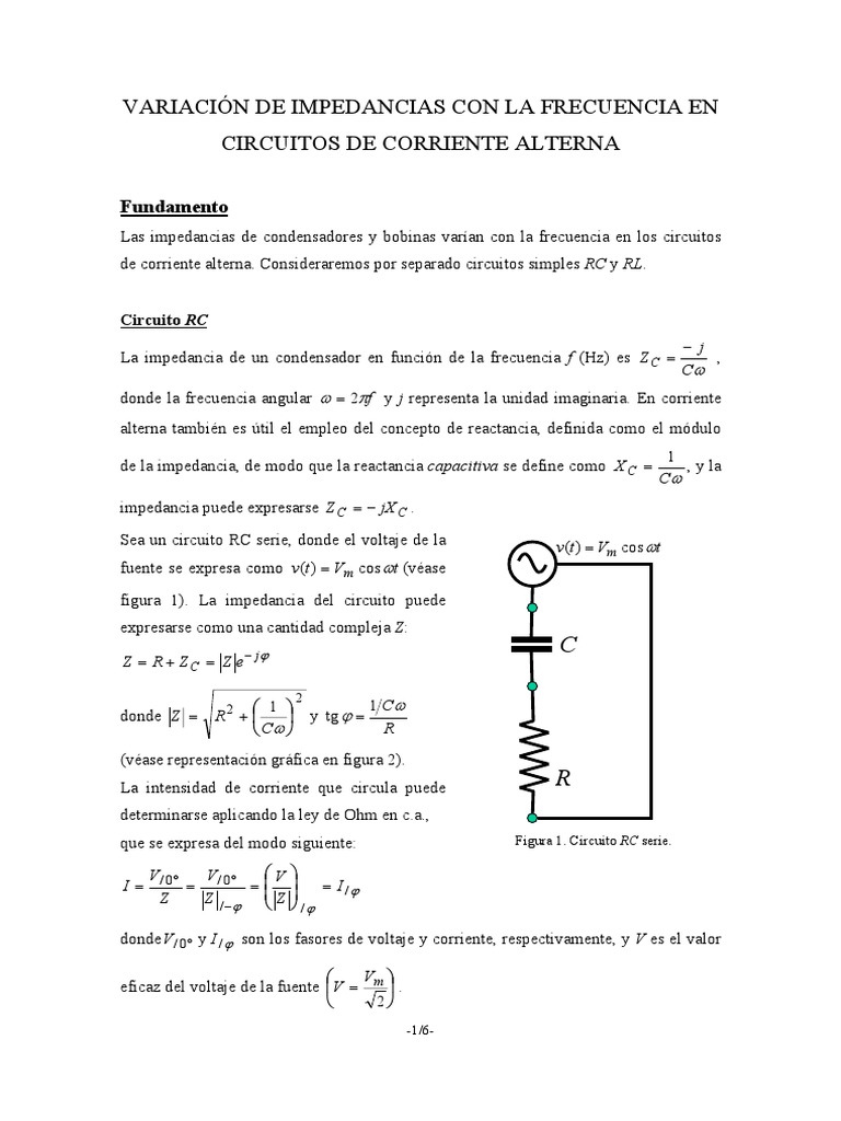 Impedancias Vs Frecuencia | PDF | Impedancia eléctrica | Inductor