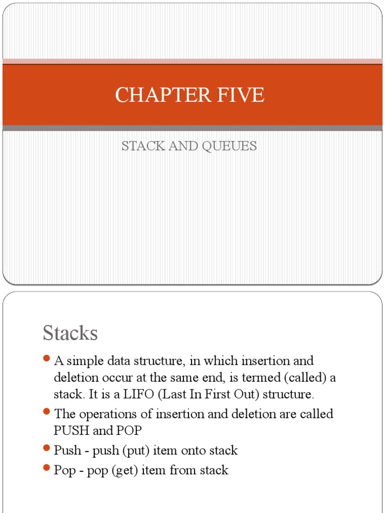 Chapter Five: Stack and Queues | PDF | Queue (Abstract Data Type) | Computer Data