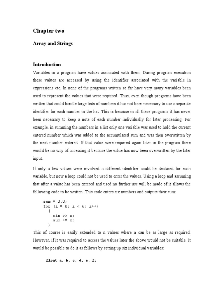 Chapter 2 Arrays And String Pdf Array Data Structure String Computer Science 1850