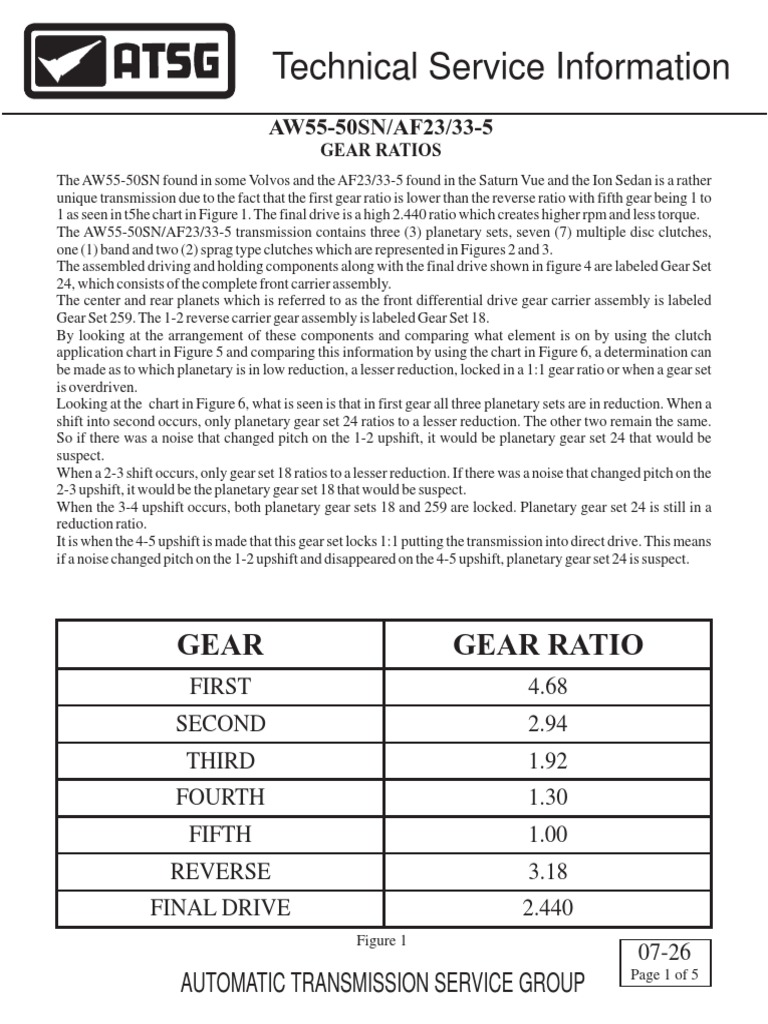 Aisin AW55-50SN ASTG Technical Information 07-26 | PDF | Transmission ...