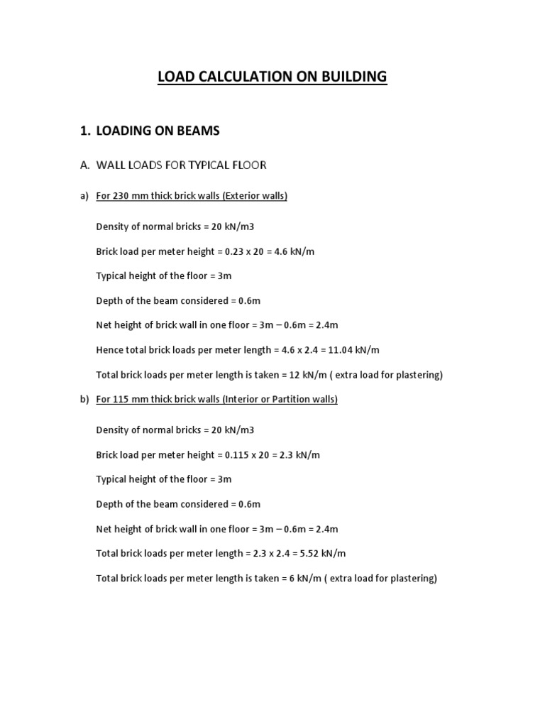 LOAD CALCULATION BEAMS SLABS BUILDING | PDF