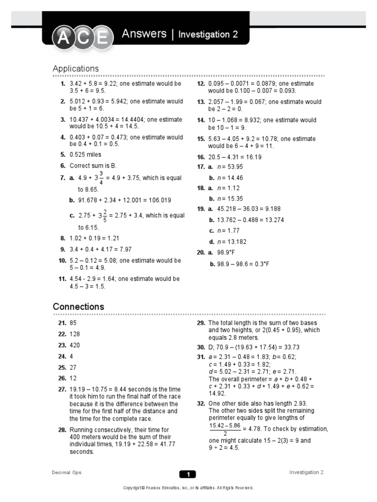 Do Inv. 2 Ace Answer Keys | PDF | Mathematics