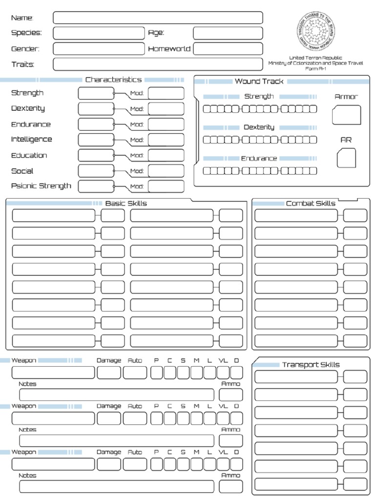 Some Traveller Character Sheet That Is Nice | PDF