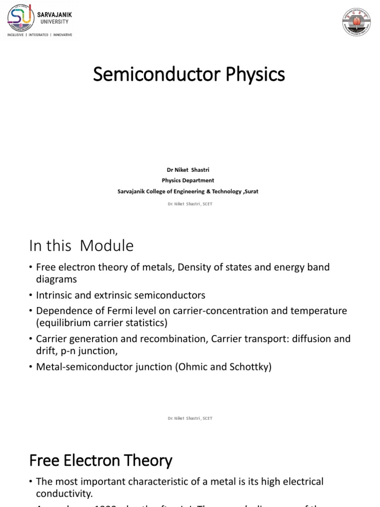 Semiconductor Physics PDF | PDF | Semiconductors | Electrical ...