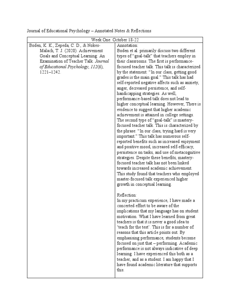 Journal of Educational Psychology Annotations | PDF | Teachers | Motivation