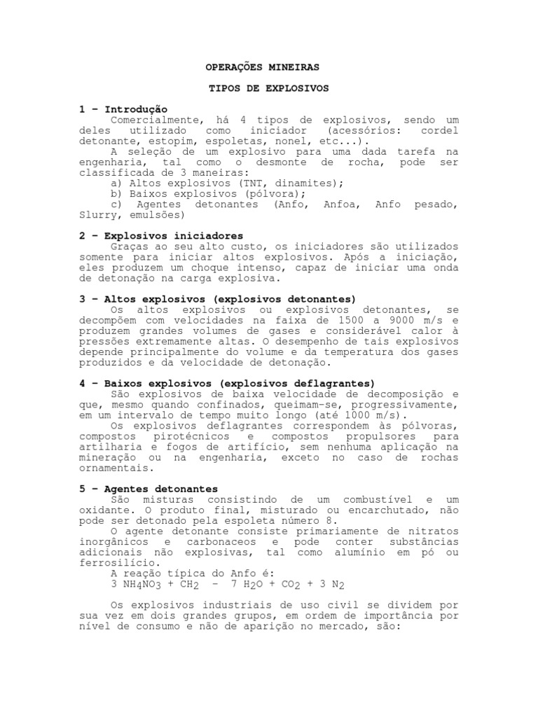 Tipos de Explosivos | PDF
