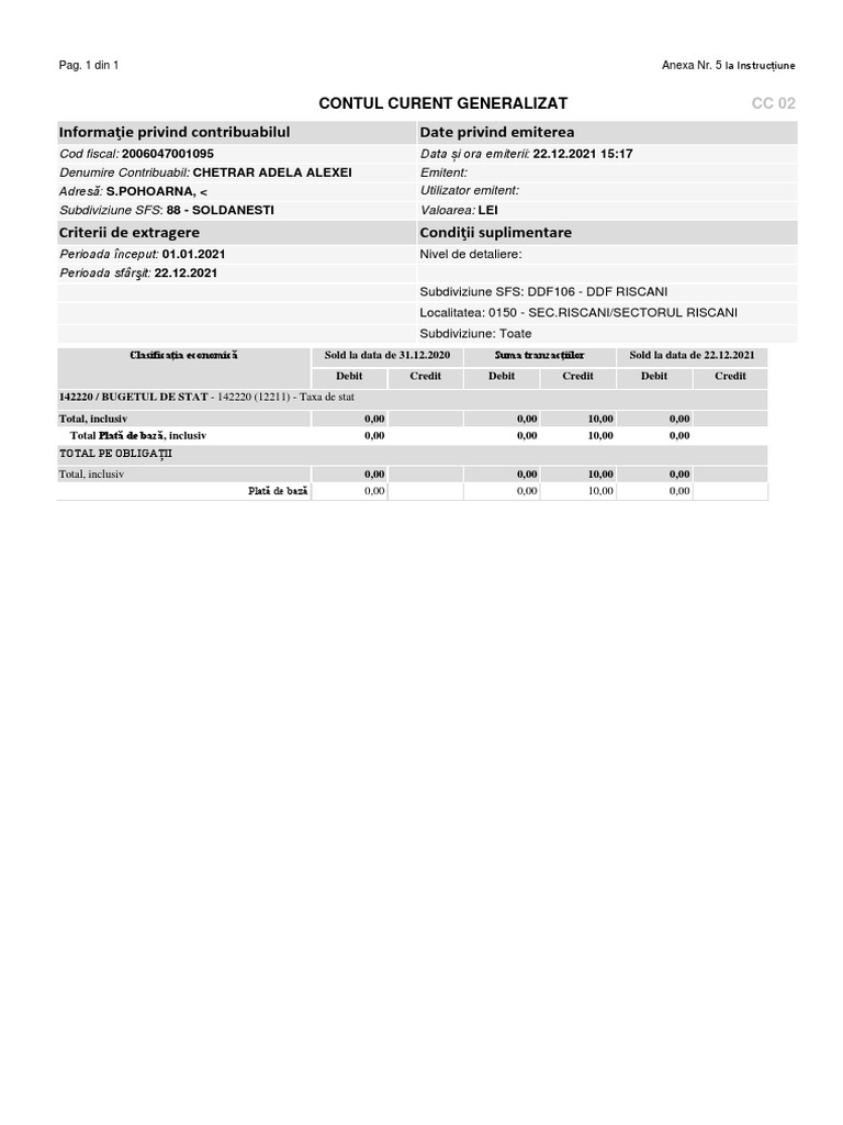 CC 02 - Contul Curent Generalizat | PDF