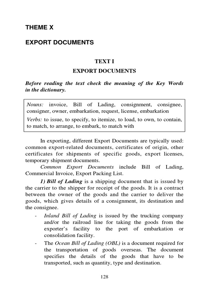 Key Export Documents: Bills of Lading, Invoices, Certificates of Origin ...