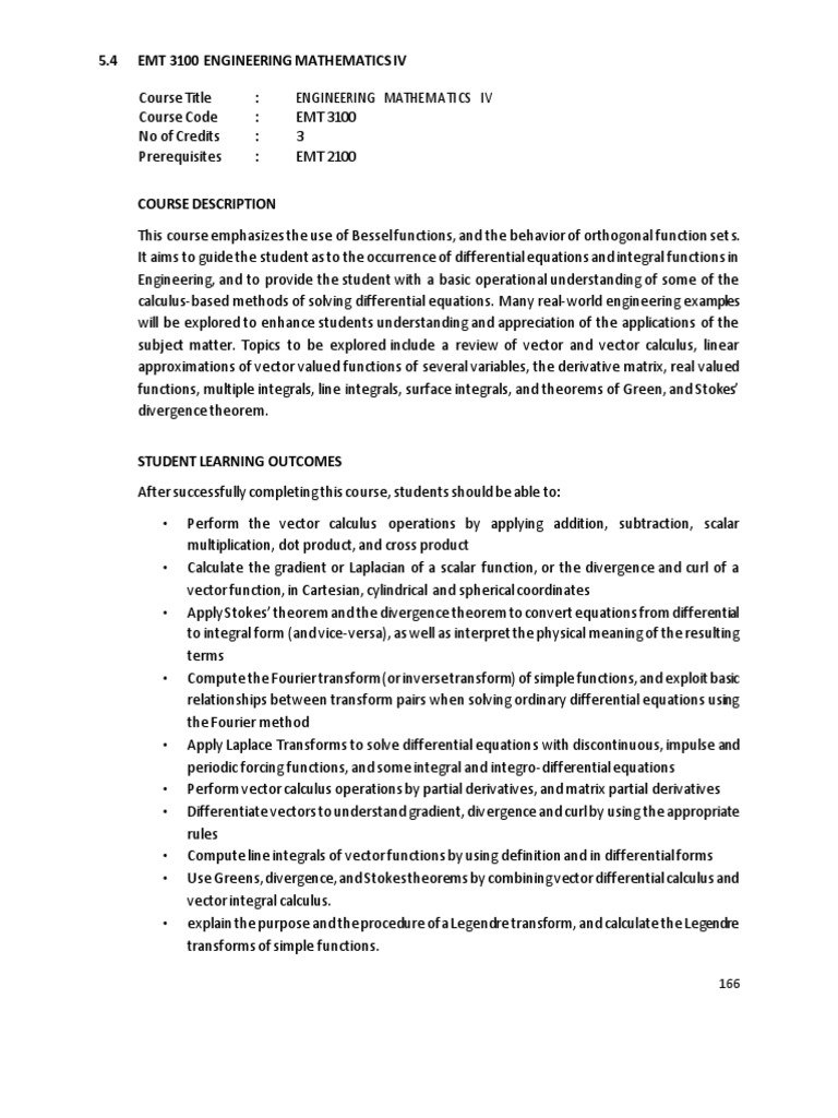 5.4 Emt 3100 Engineering Mathematics Iv | PDF | Vector Calculus | Integral