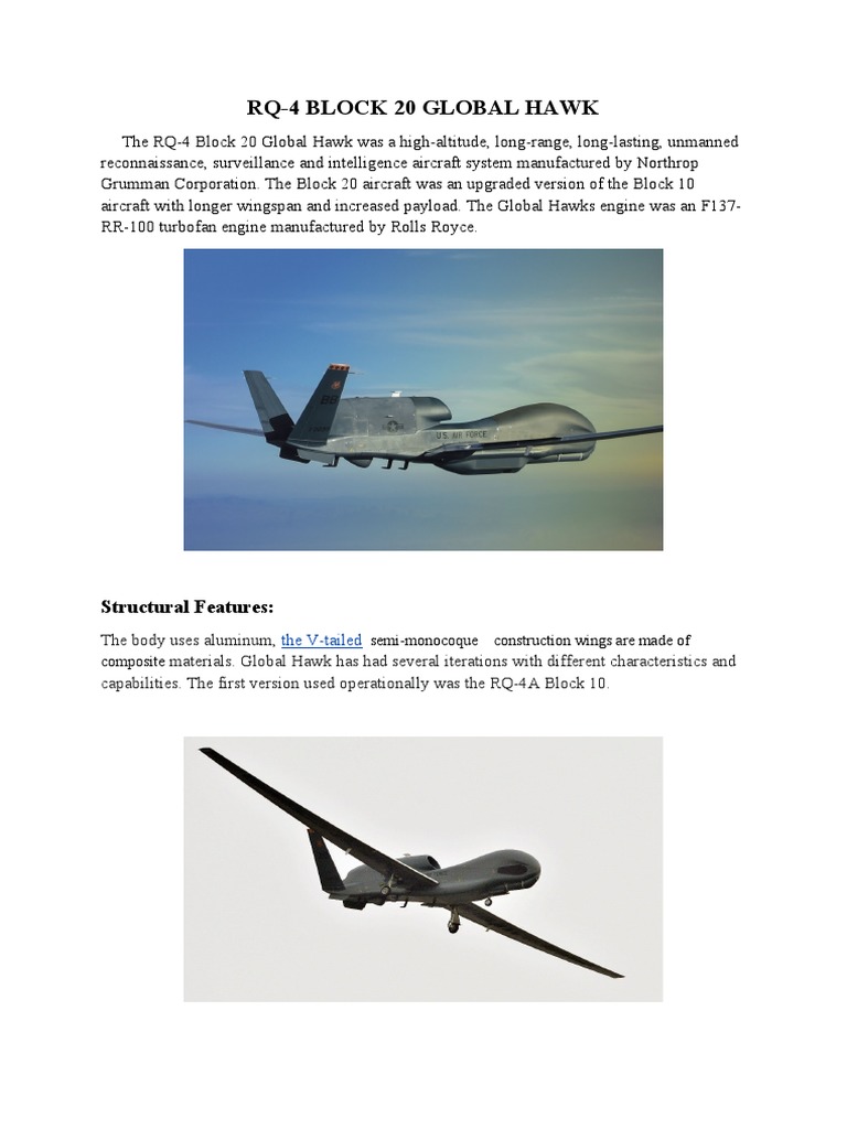 Rq-4 Block 20 Global Hawk: Structural Features | Download Free PDF ...