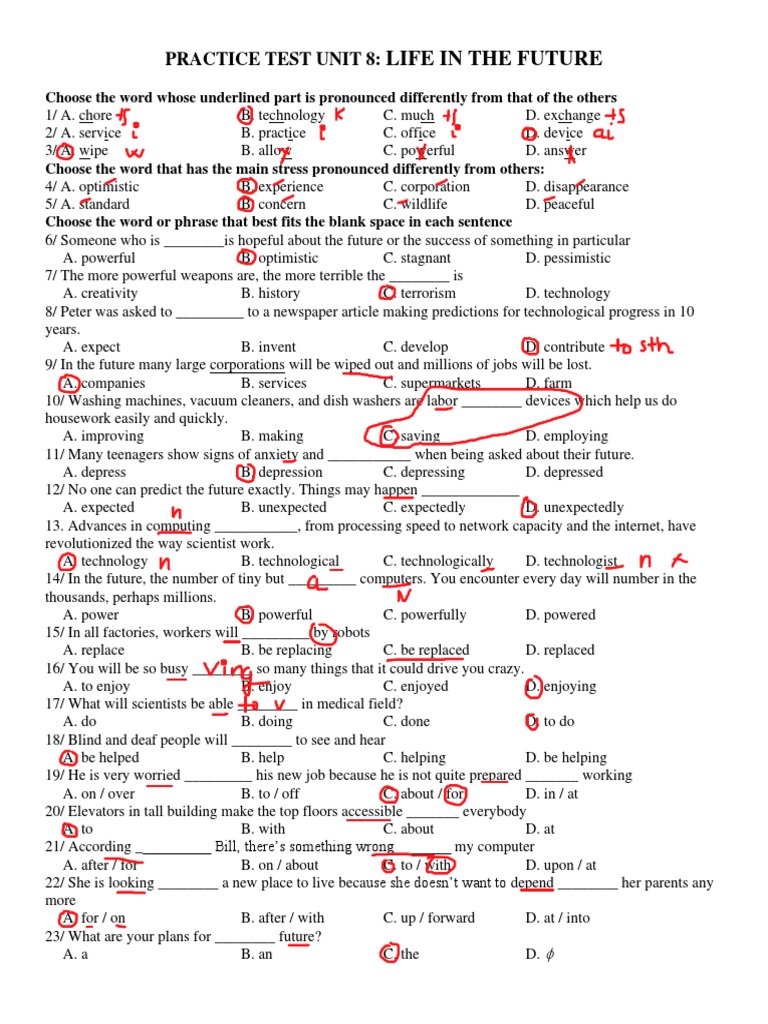 Unit 8 Practice Test: Future Life | PDF | Solar Power | Photovoltaics