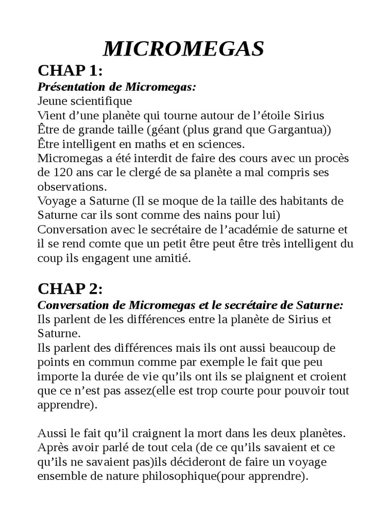 Voyage Philosophique de Micromegas | PDF