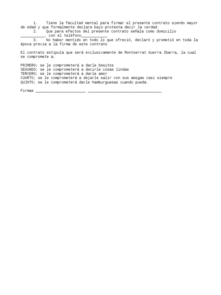 Contrato Noviazgo SP Cute | PDF