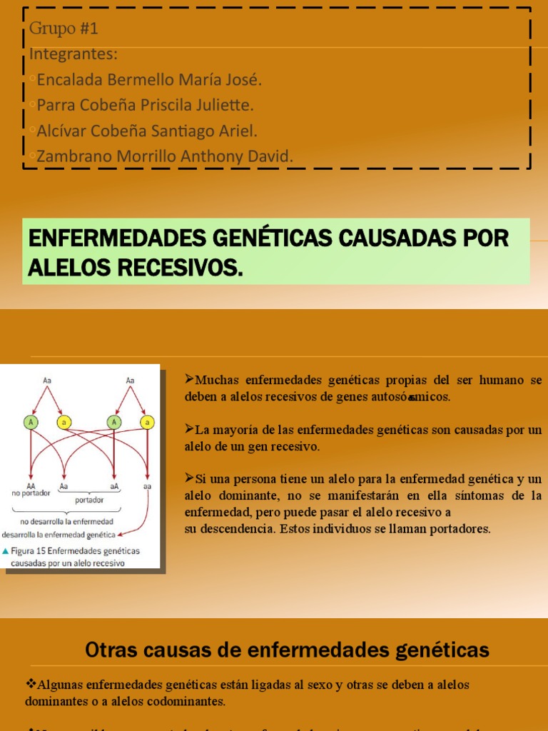 Enfermedades Gené Ticas Causadas Por Alelos Recesivos.-1 | PDF