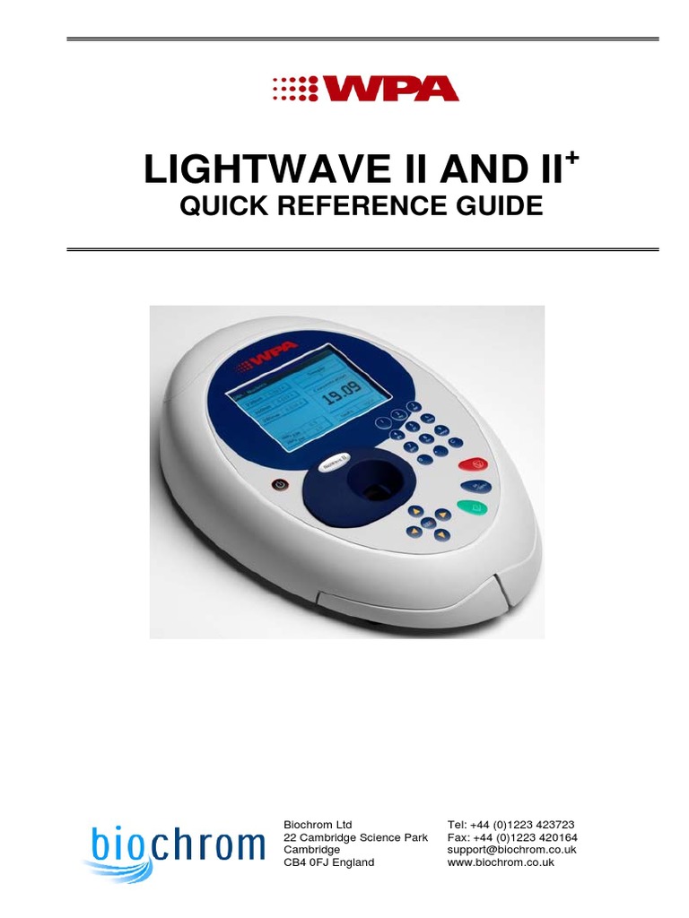 Lightwave II Quick Reference Guide Version 2 - 3 | PDF | Absorbance ...