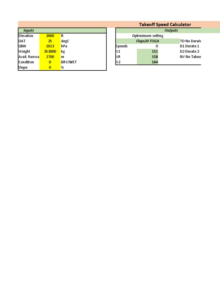 Takeoff Speed Calculation Tool | PDF | Takeoff | Thrust