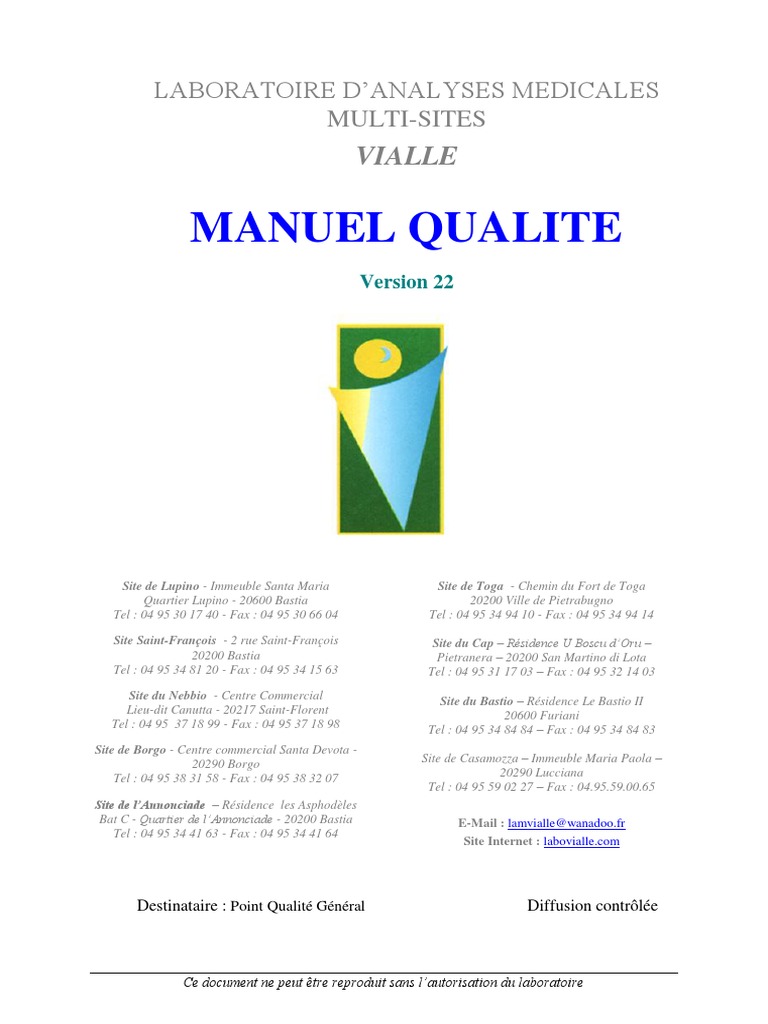Manuel Qualité du Laboratoire Vialle | PDF | Laboratoire de biologie médicale | Gestion des ...