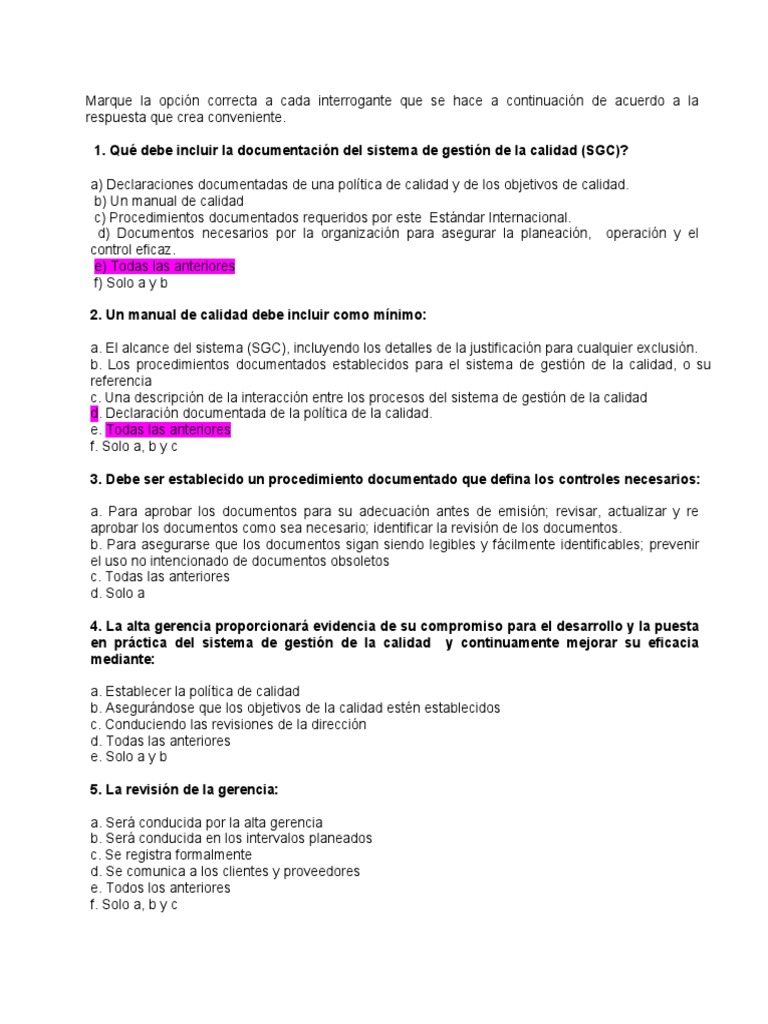 Examen de Auditor Interno 2 | PDF | Auditoría | Calidad (comercial)