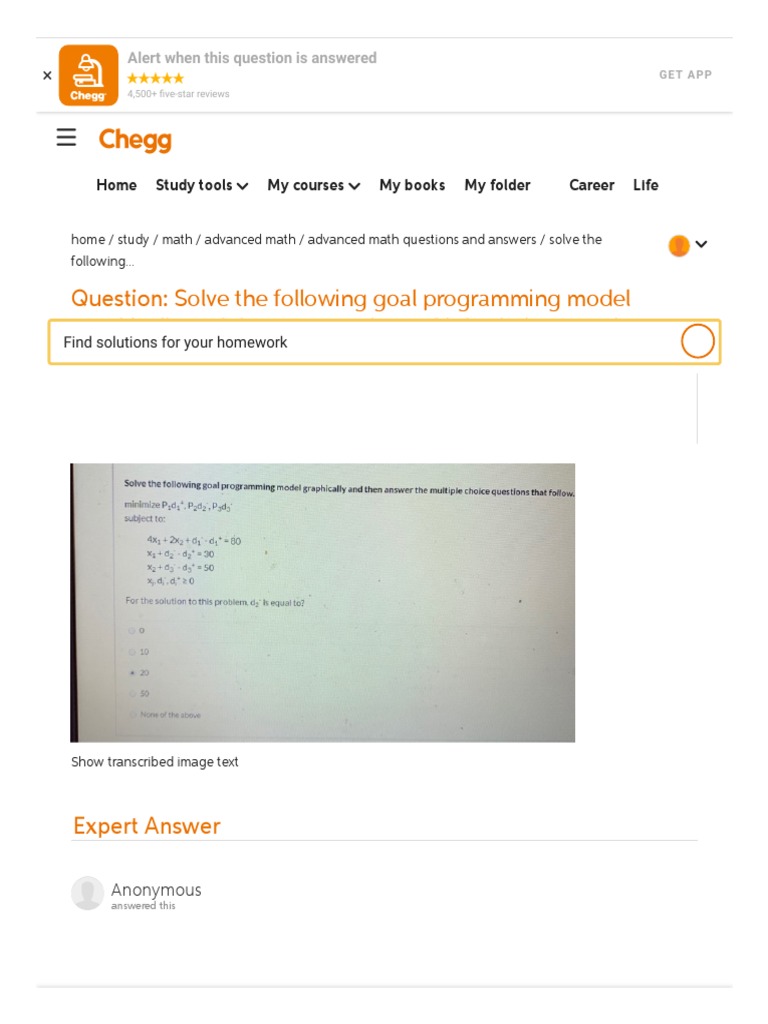 Solve The Following Goal Programming Model Graphic... | PDF