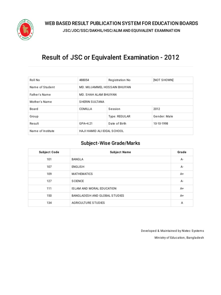 Web Based Result Publication System For Education Boards | PDF