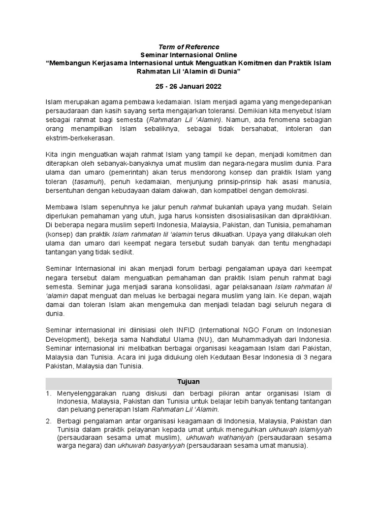 (DRAFT) Revisi ToR Seminar Internasional 25 - 26 Januari 2021 | PDF