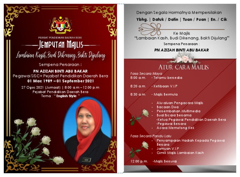 Contoh Kad Jemputan Majlis Persaraan | PDF