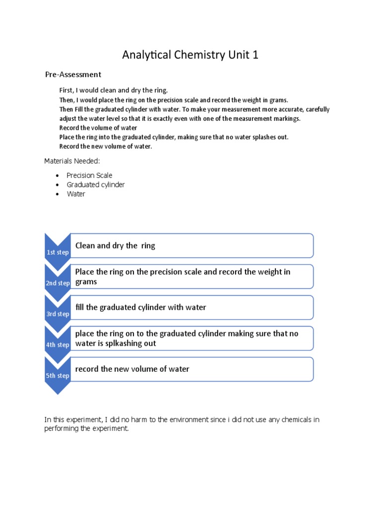 Analytical Chemistry Unit 1 | PDF