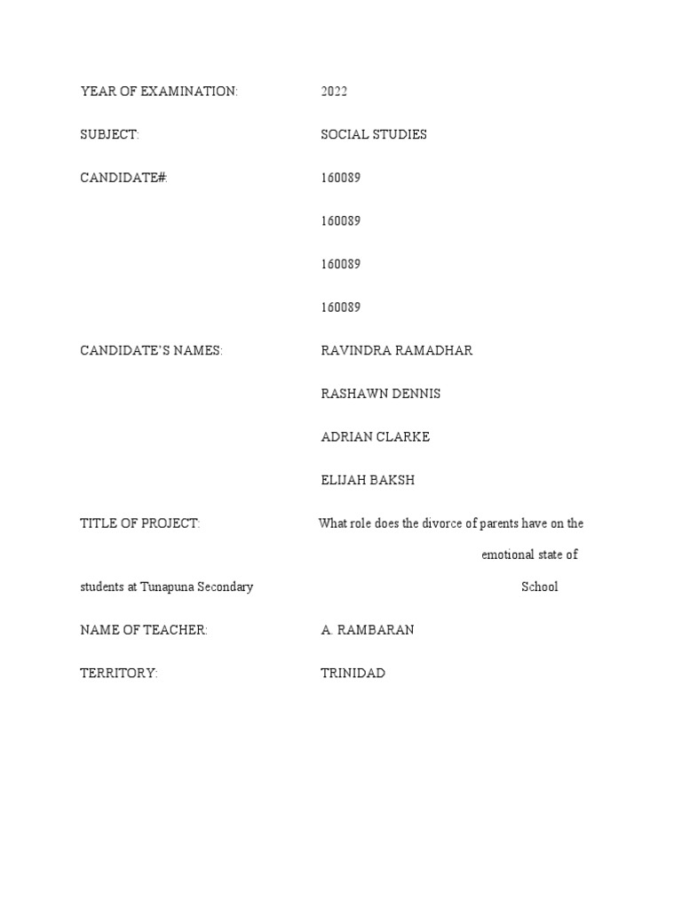 Social Studies SBA | PDF | Survey Methodology | Questionnaire
