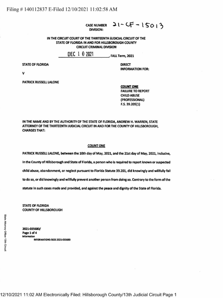 Criminal Complaint Patrick Lalone | PDF | Crime & Violence | Law ...