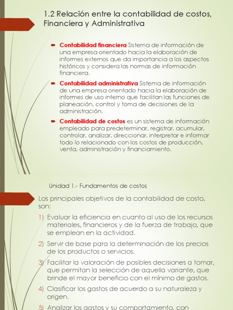 Ingeniería de Costos - Unidad 1 - 1.2 Relación Entre La Contabilidad de Costos, Financiera y ...