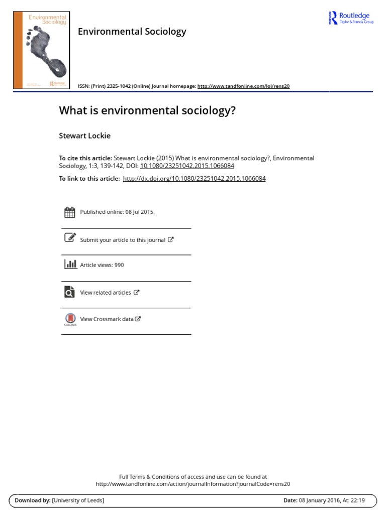 LOCKIE, Stewart. 2015. What Is Environmental Sociology - Environmental ...