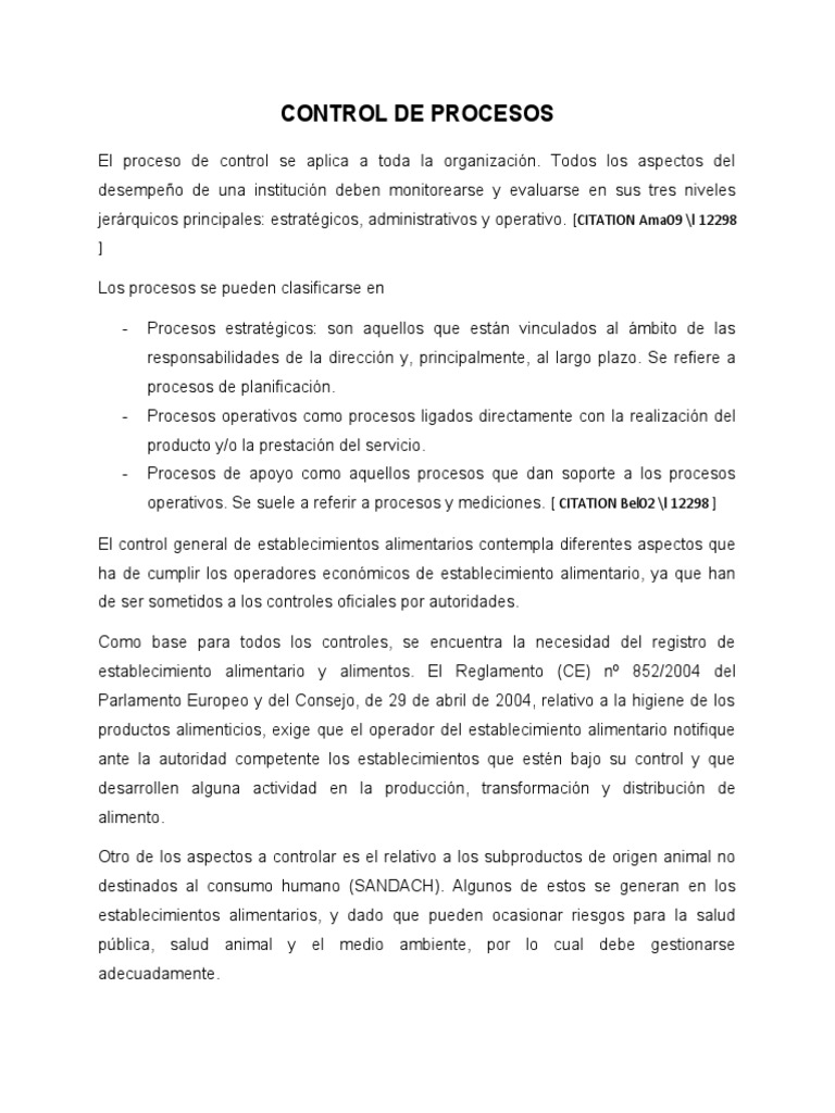Control de Procesos | PDF | Alimentos | Planificación