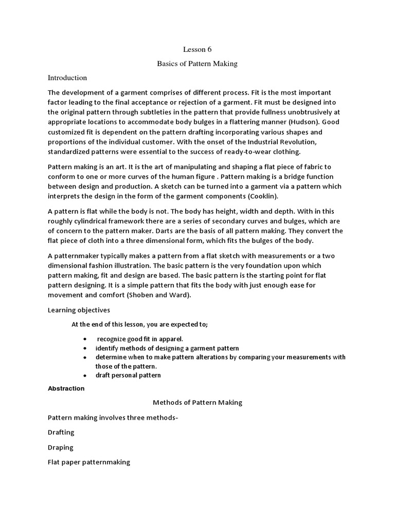 Lesson 6 Clothing Construction | PDF | Clothing | Fashion