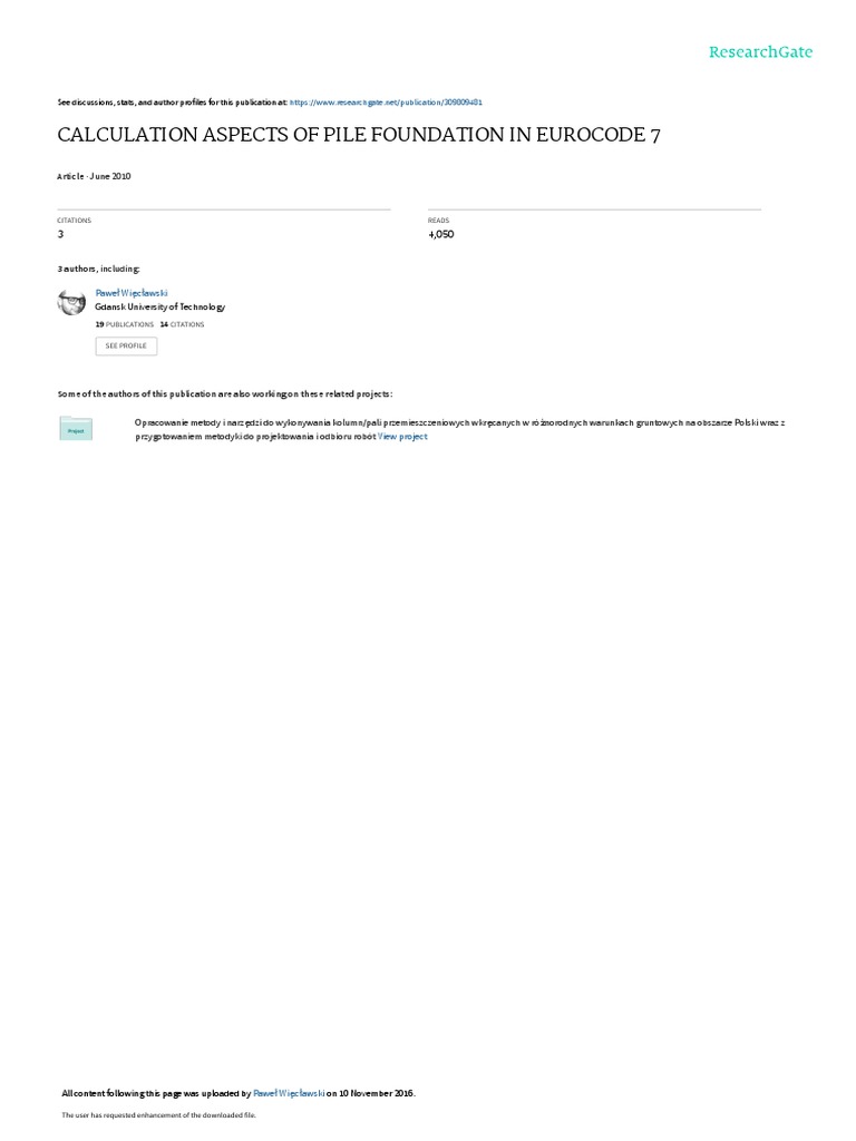 Calculation Aspects Used in Eurocode 7 For Pile Foundation | PDF | Deep ...