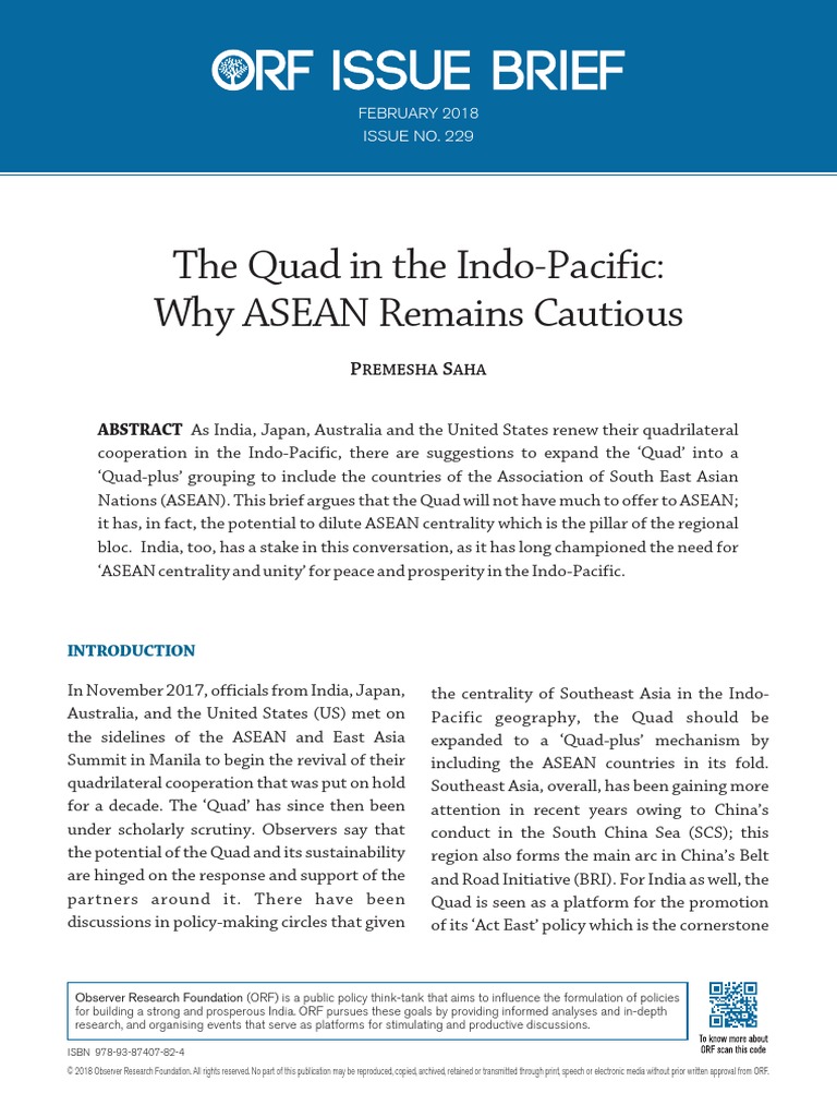 The Quad in The Indo-Pacific - Why ASEAN Remains Cautious | PDF ...