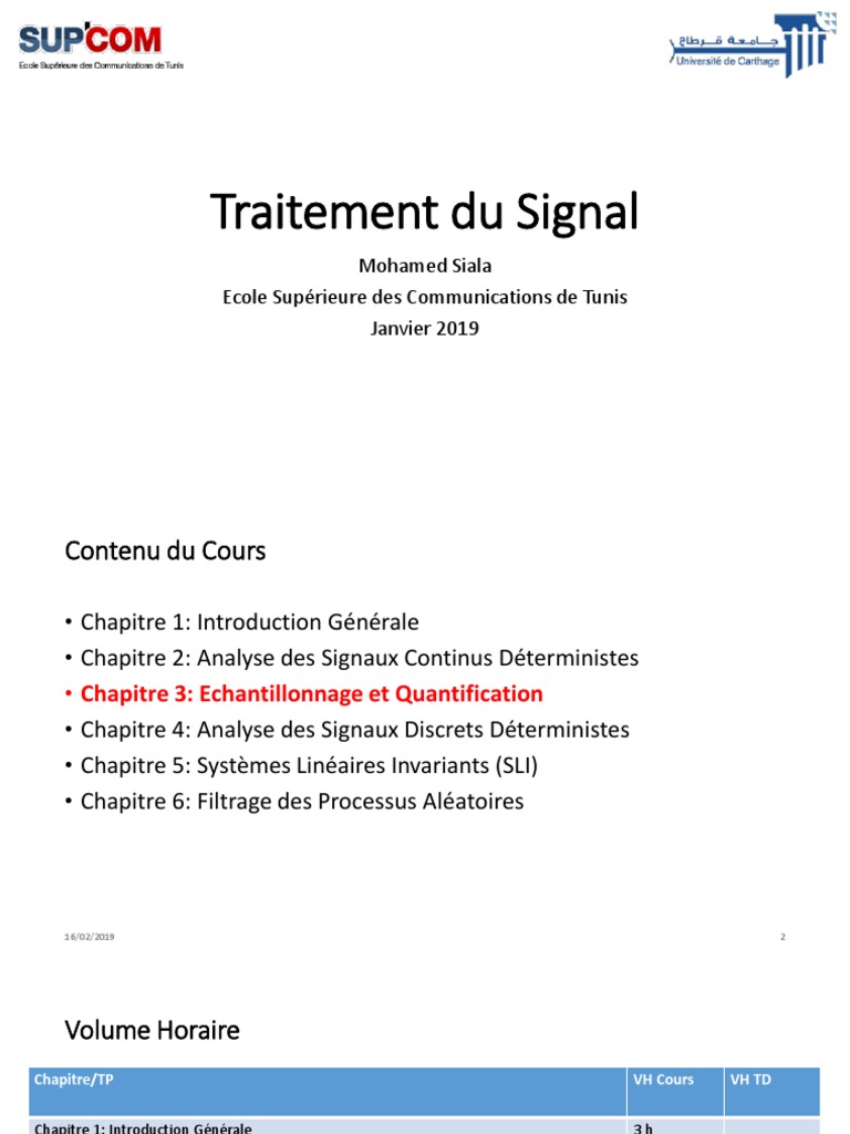 Traitement du Signal : Échantillonnage et Filtrage | PDF ...