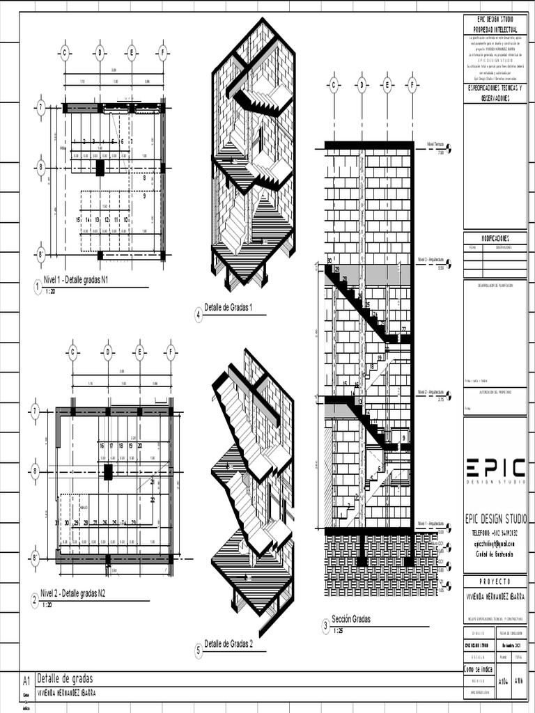 Plano - A104 - Detalle de Gradas PDF | PDF