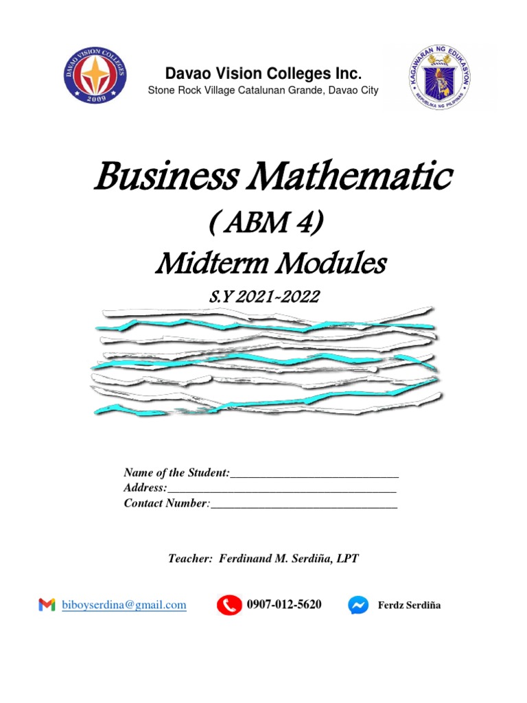 Business Mathematics Midterm Modules | PDF | Prices | Cost