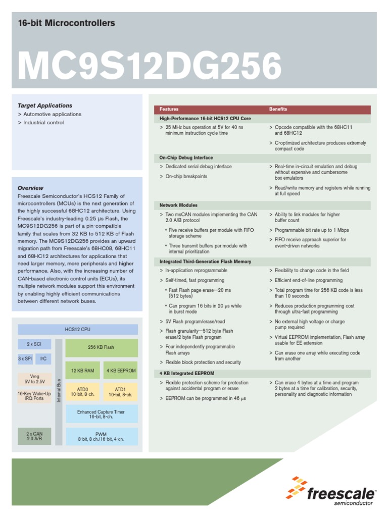 MC9S12DG256: 16-Bit Microcontrollers | PDF | Microcontroller | Flash Memory