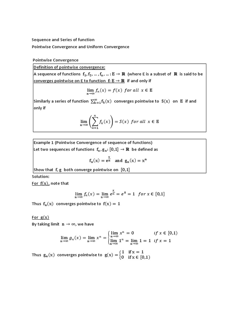 Pointwise & Uniform Convergence (I) | PDF | Sequence | Power Series